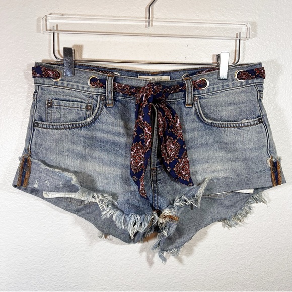 We The Free | Shorts | We The Free Scarf Tie Cut Off Jean Shorts | Poshmark